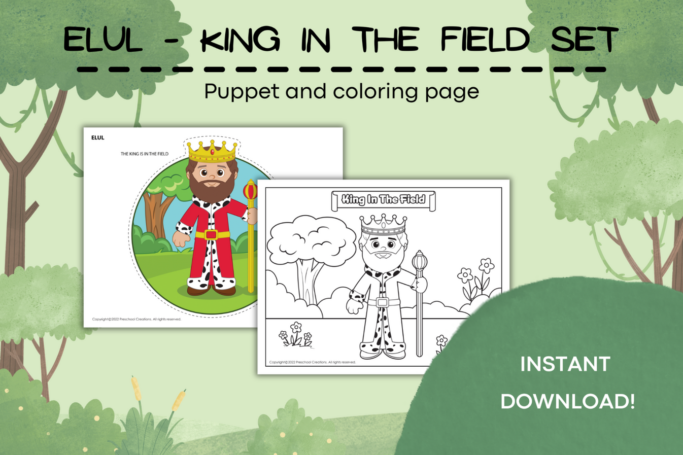 King in the Field Puppet and Coloring Set for Elul – Preschool Creations