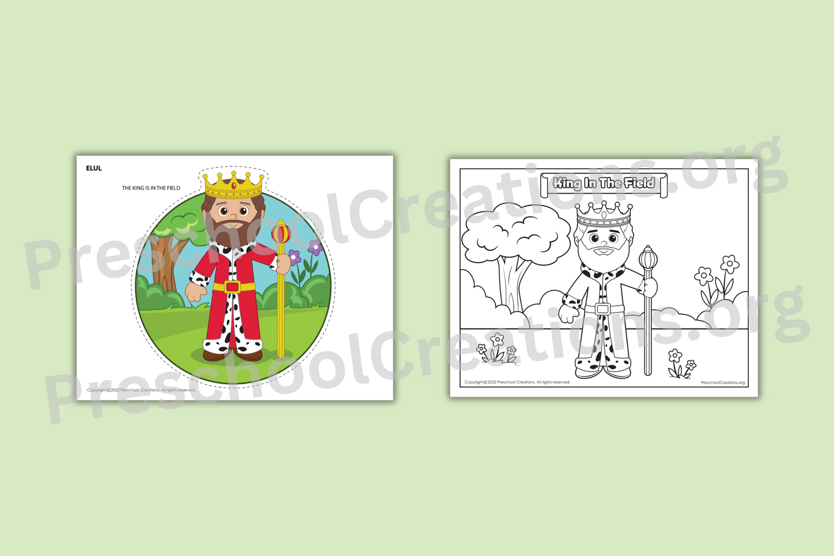 King in the Field Puppet and Coloring Set for Elul – Preschool Creations